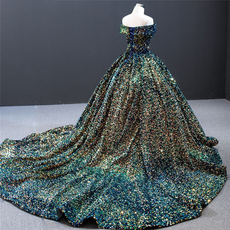 2021 Shiny Sequins Prom Dress Long Sexy Off The Shoulder Formal Women ...