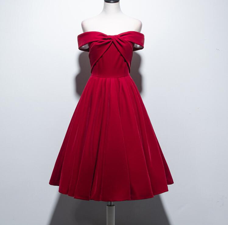 Retro Red Party Dress For Women A Line Sexy Off The Shoulder Ladies ...